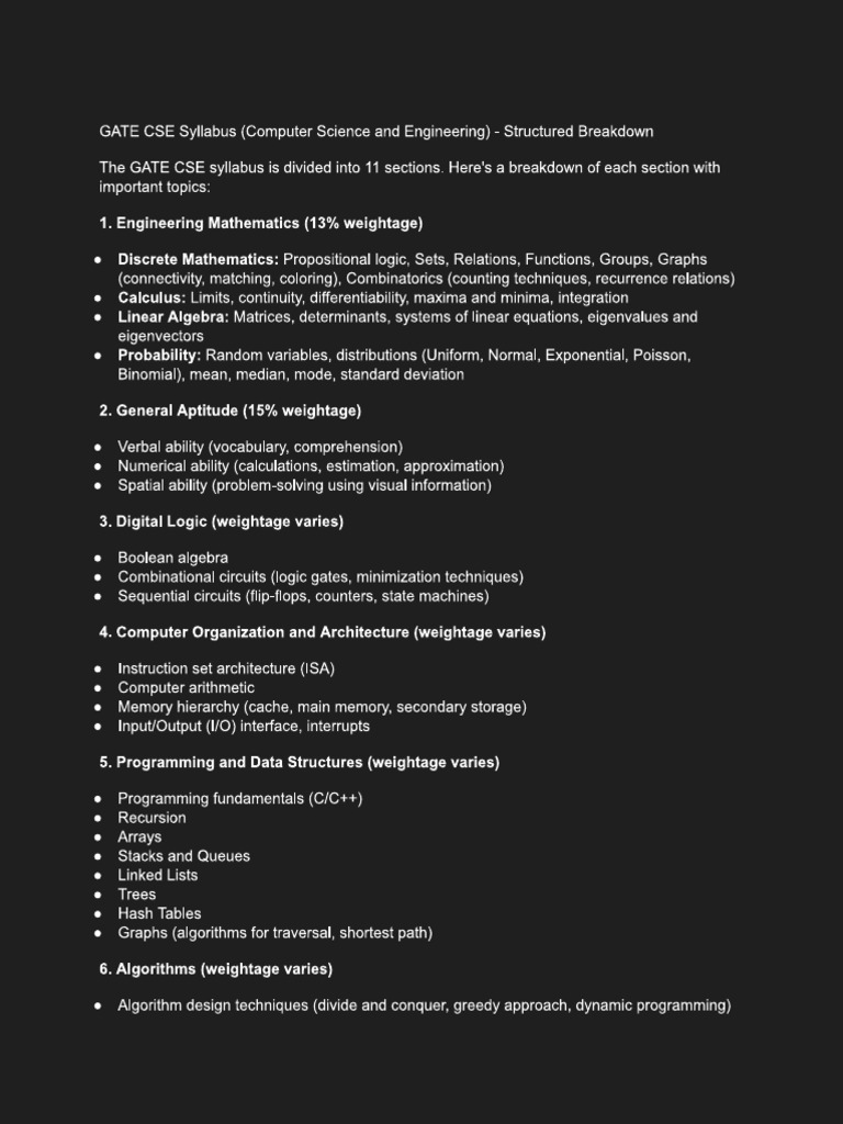 Cse Gate Syllabus Pdf
