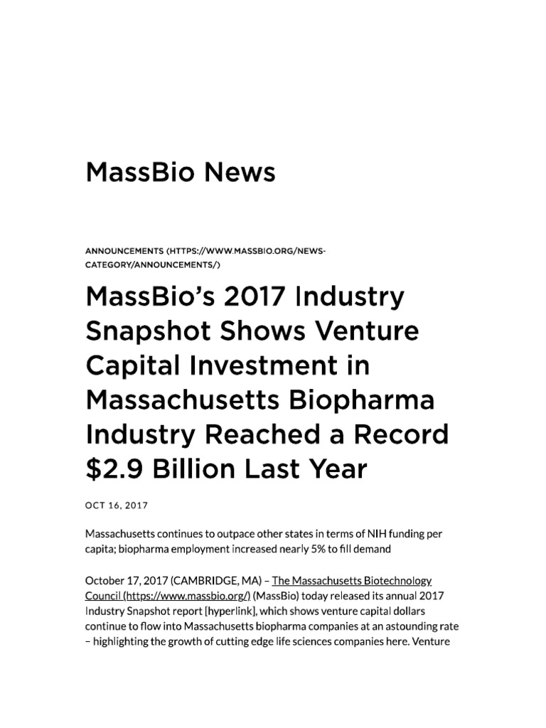 Massbio Report 2017 | PDF