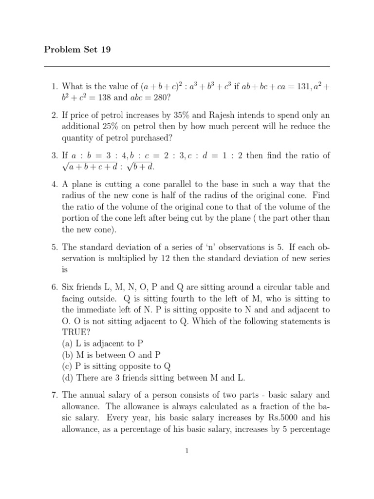 Math Problem Set Solutions and Analysis | PDF