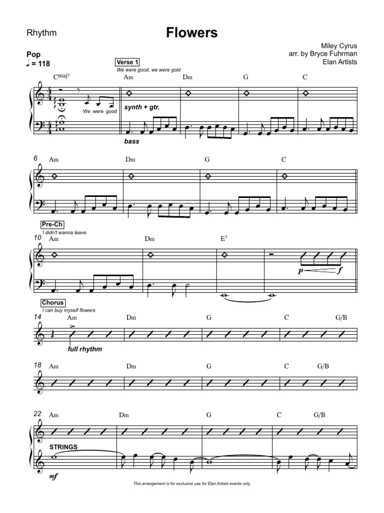 07 Flowers (Miley Cyrus) - Rhythm | PDF