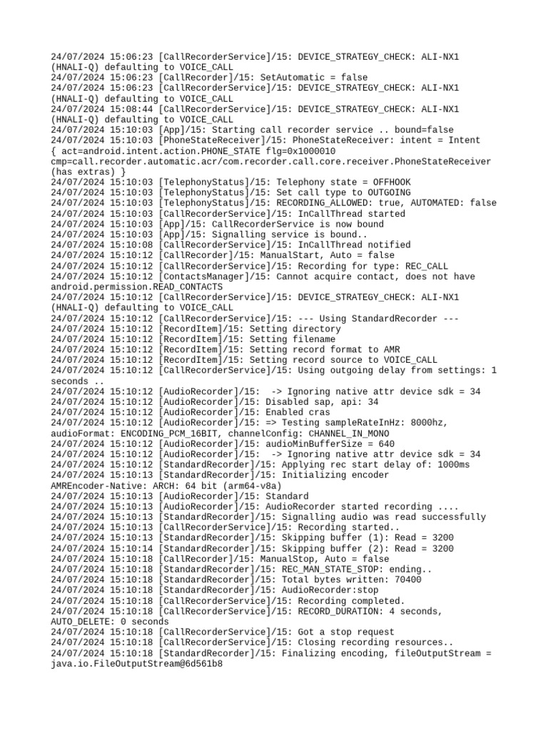 CallRecord_log | PDF | Software | Computer Science