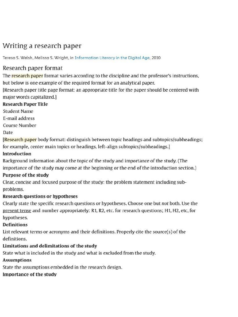 Writing A Research Paper | PDF
