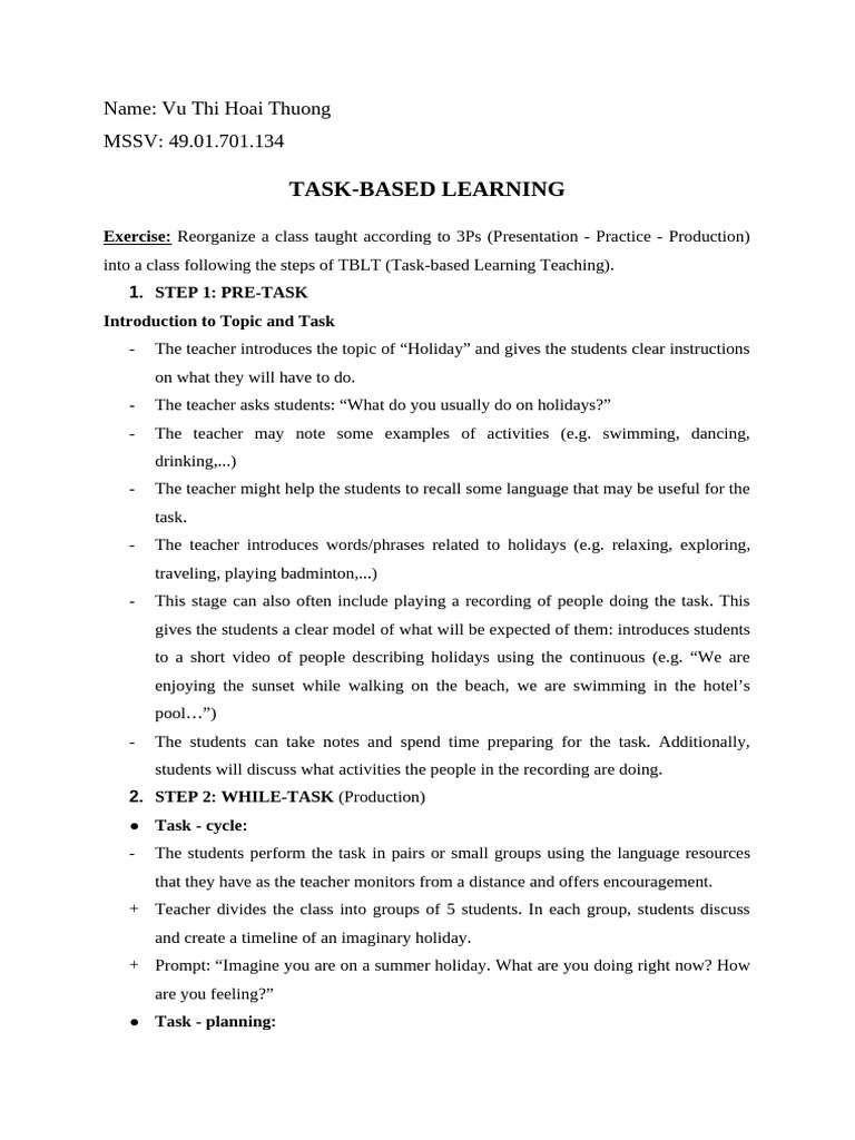 Task-based learning teaching | PDF | Linguistics | Cognitive Science