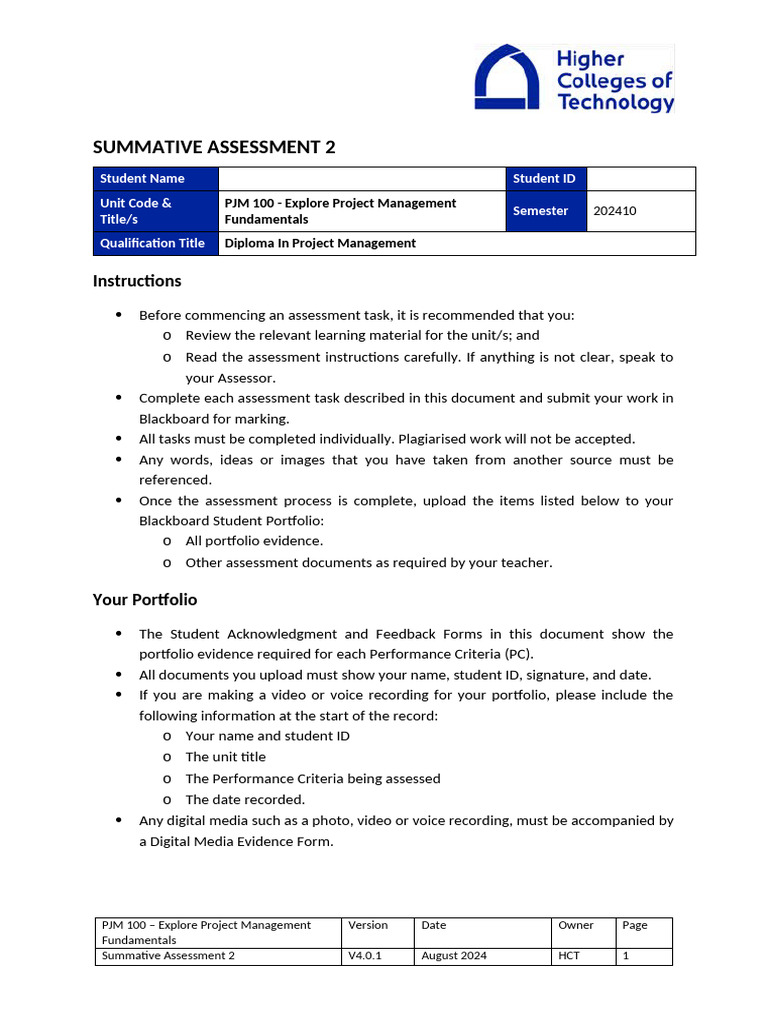 PJM 100 SA2 202410 Validated | PDF | Project Management | Rubric (Academic)