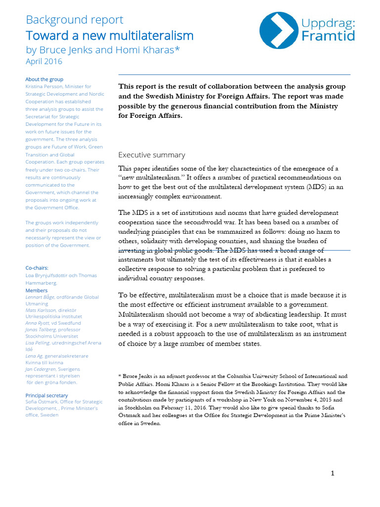 Toward A New Multilateralism | PDF | Bric | Aids