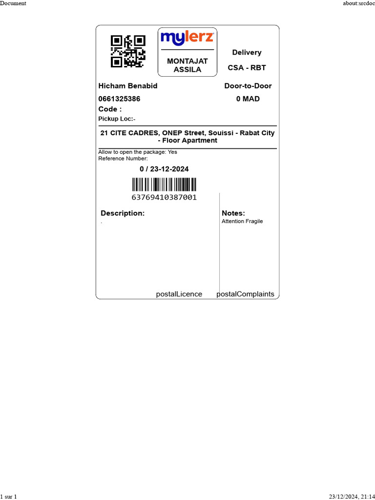 Fragile Package Delivery Notice | PDF