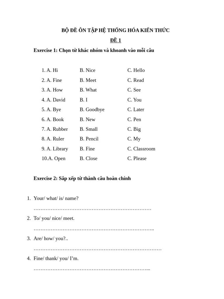 Đề ôn Eng3 | PDF