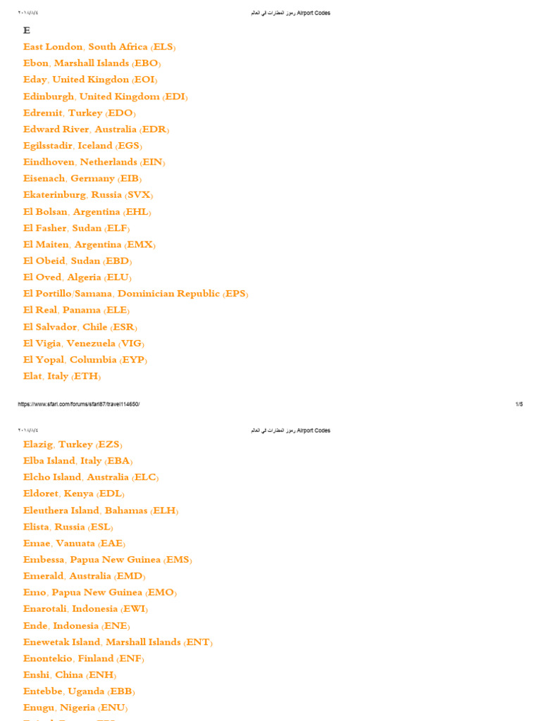 رموز المطارات الدولية | PDF