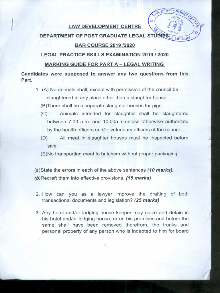 Legal Writing Marking Guide 2020 | PDF