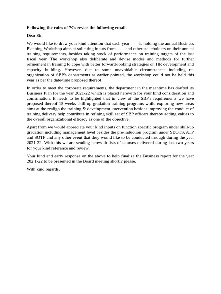 7Cs - Routine Message Exercise | PDF