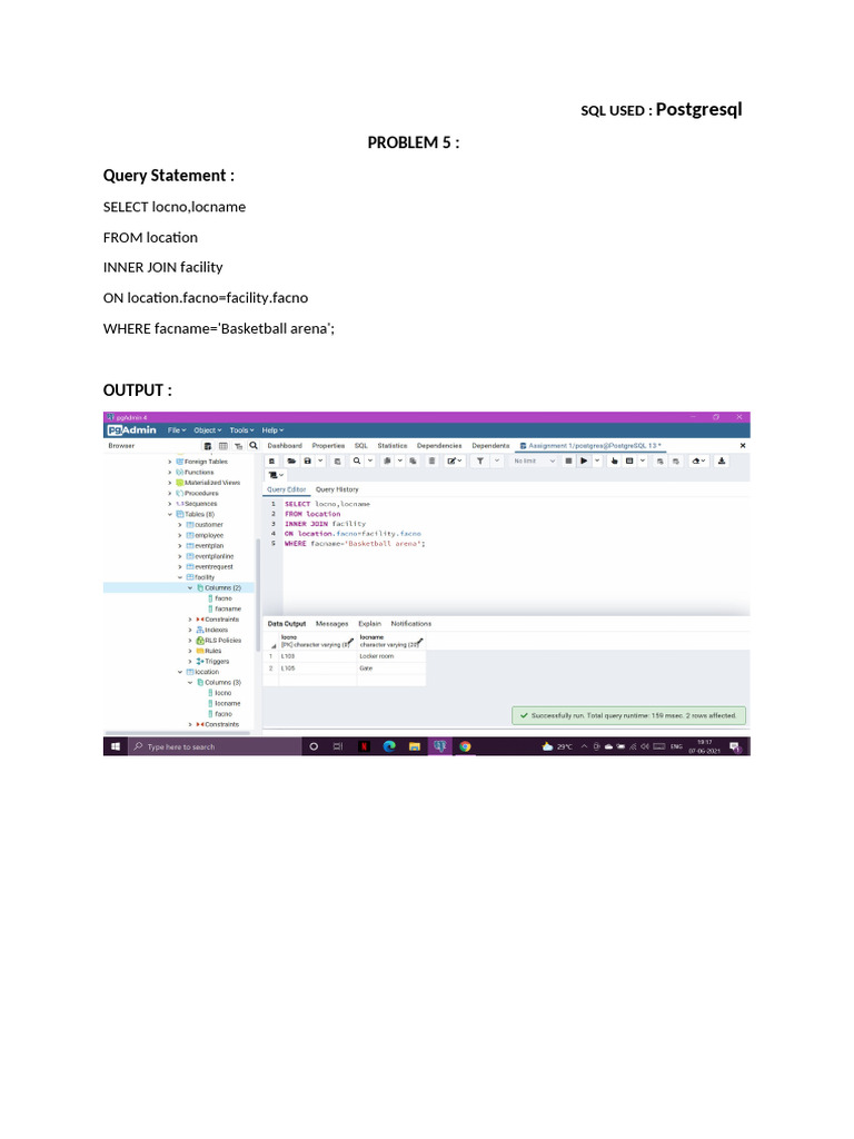 SQL Query for Basketball Arena | PDF