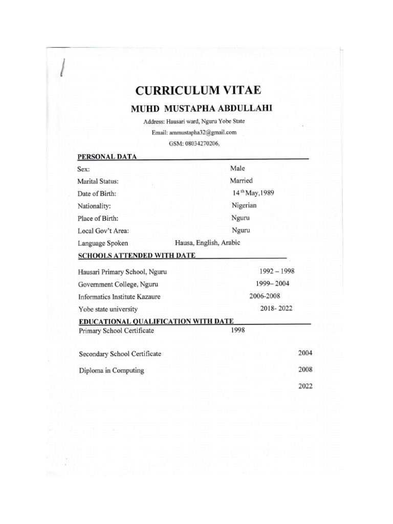Muhammed Mustapha Abdullahi Documents | PDF