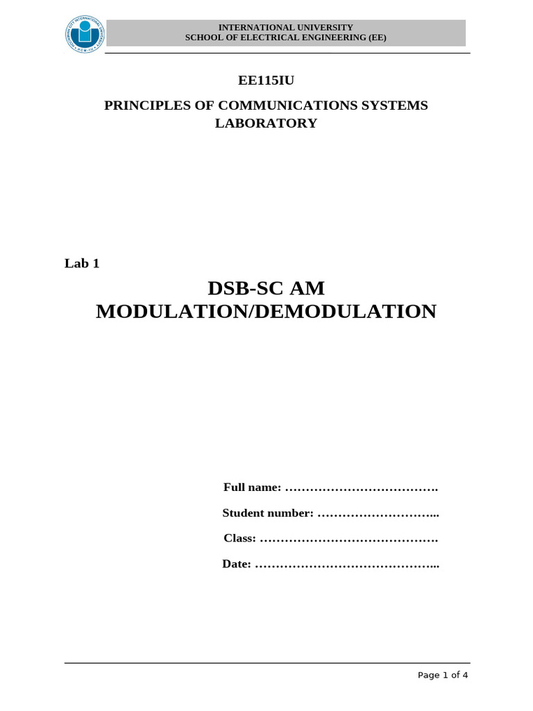 EE115IU_Lab1(1) (1) | PDF | Modulation | Electrical Engineering