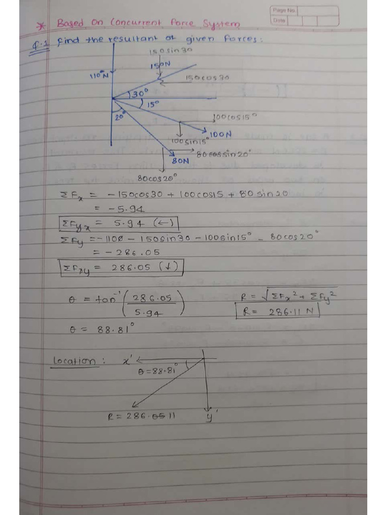 Coplanar Force System-1 | PDF