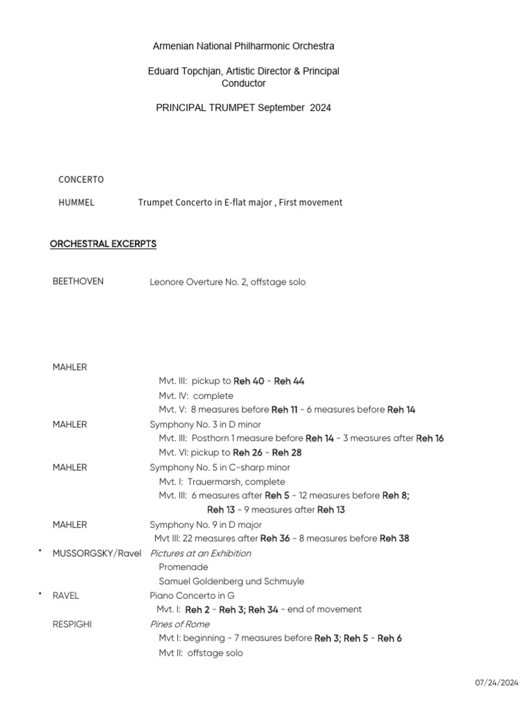 ANPO Trumpet Rep-13979 | PDF | Orchestras | Classical Music