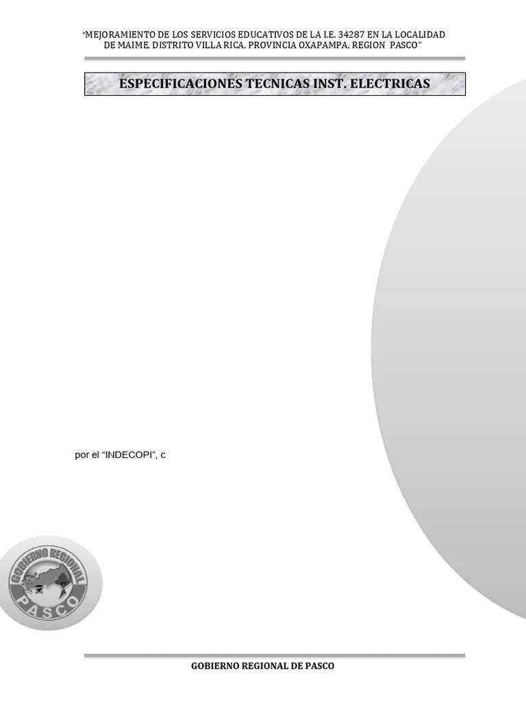 Especificaciones Tecnicas Instalaciones Electricas | PDF | Hormigón | Tornillo