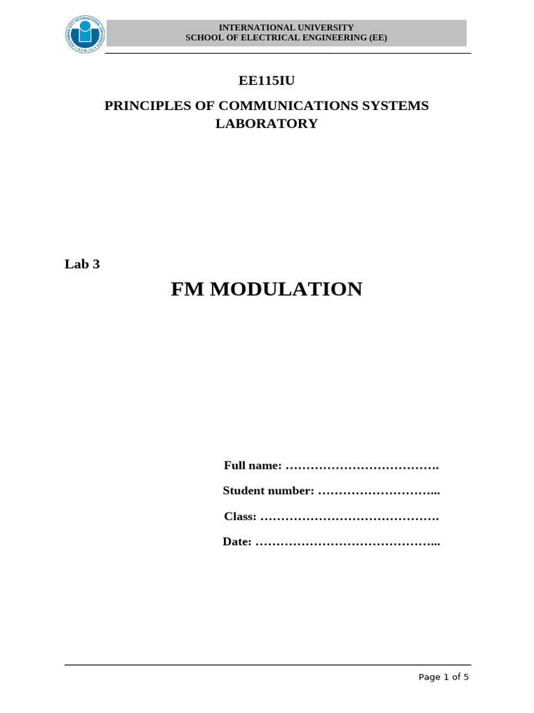 EE115IU_Lab3 | PDF | Frequency Modulation | Modulation