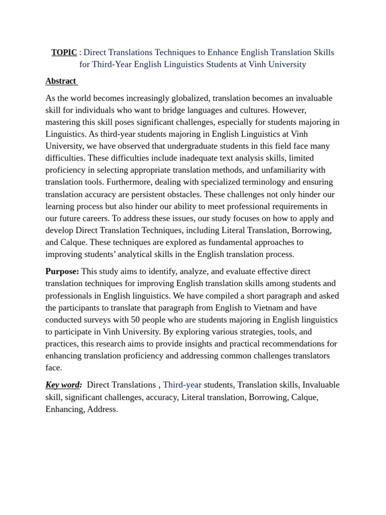 TOPIC | PDF | Translations | Linguistics