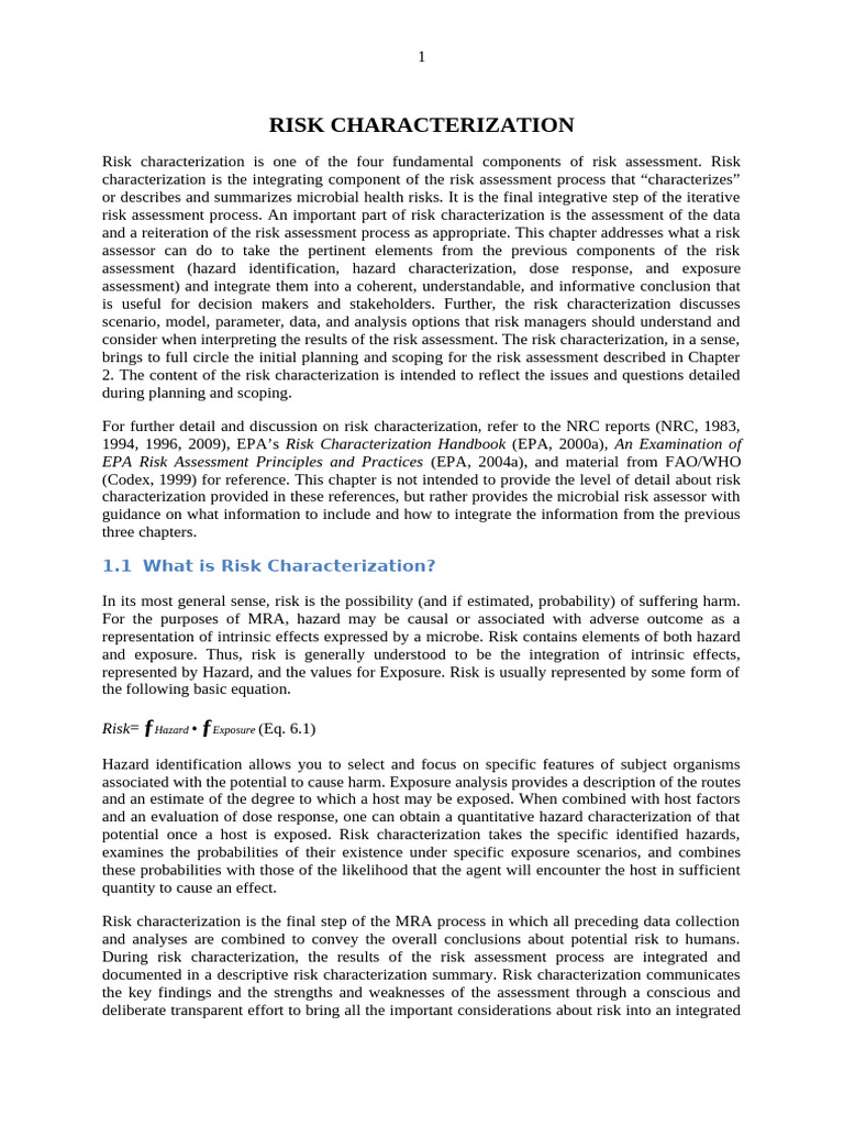 RISK CHARACTERIZATION | PDF | Sensitivity Analysis | Risk