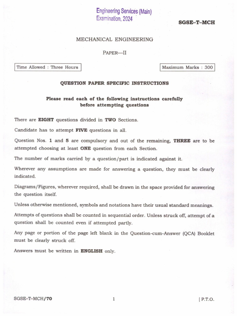 Qp Esem 24 Mechanical Engineering Paper II 240624 | PDF
