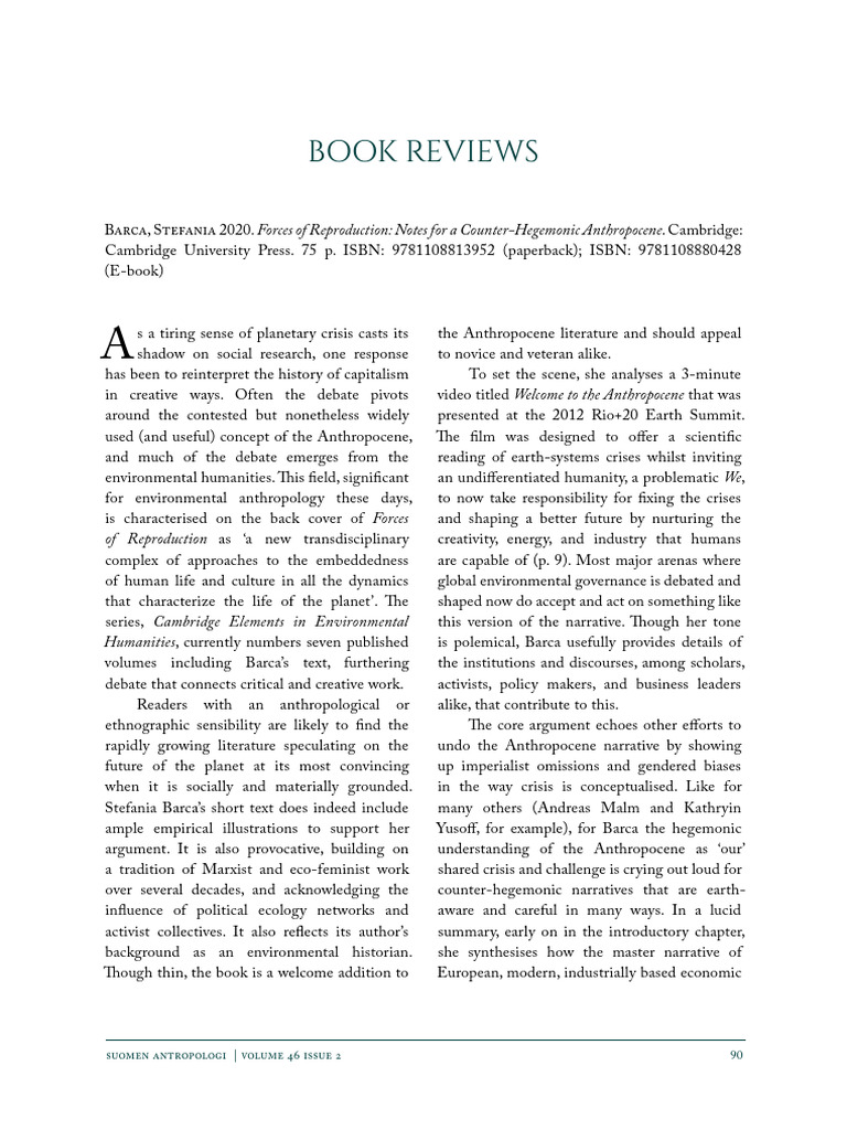 Barca Stefania 2020 Forces of Reproduction Notes F | PDF | Anthropocene ...
