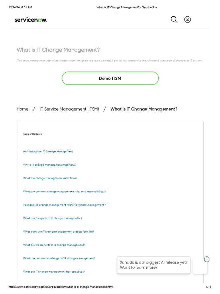 What Is IT Change Management - ServiceNow | PDF | Artificial ...