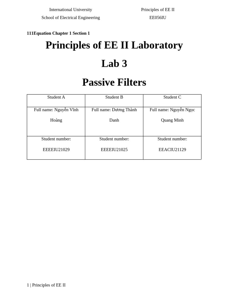 Lab 3 - Principle | PDF | Electrical Network | Alternating Current