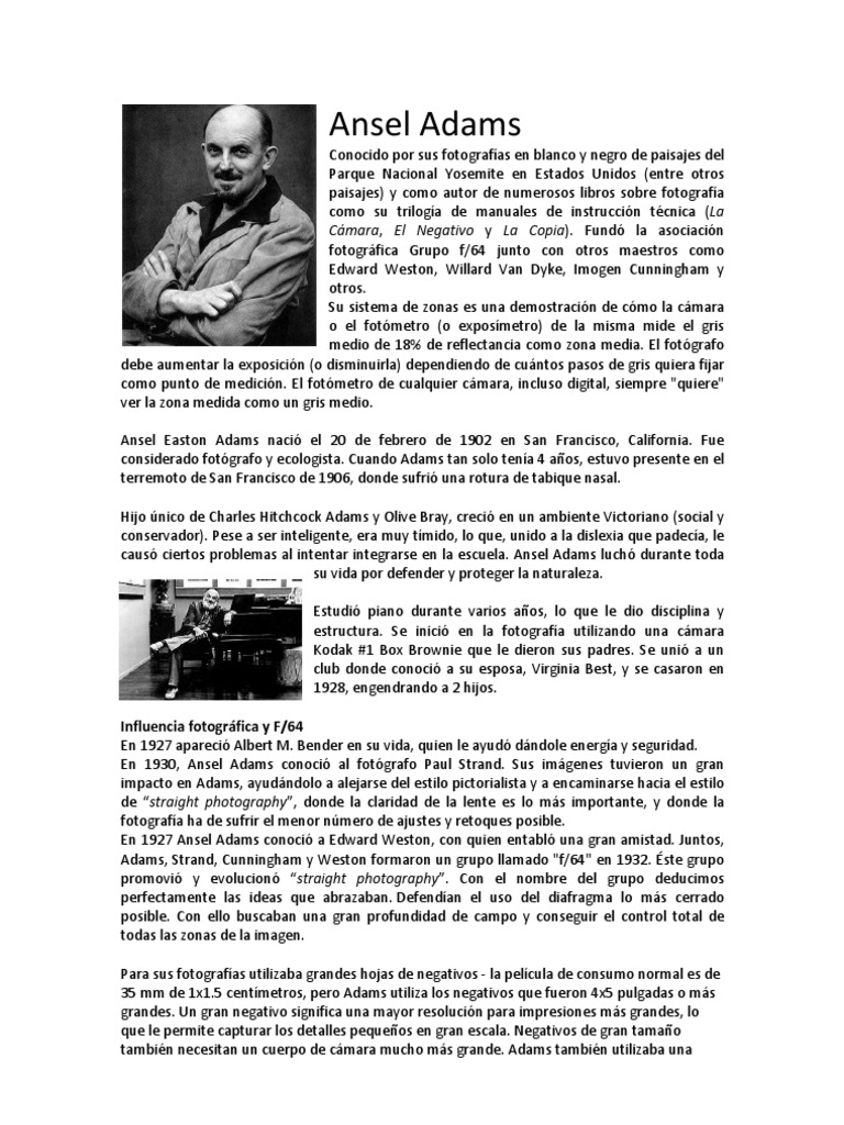 Ansel Adams Resumen | PDF | Medios de arte | Ocio