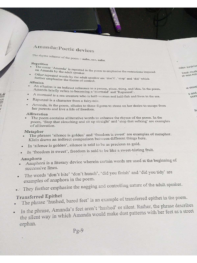 amanda(poetic devices) | PDF