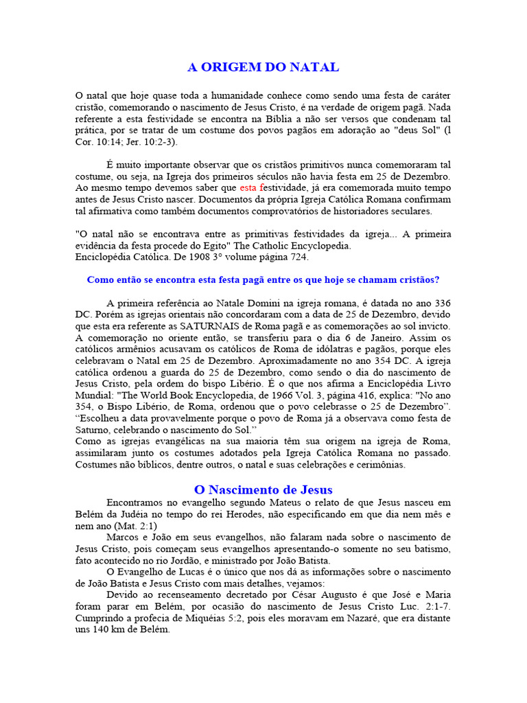 A ORIGEM DO NATAL-1 | PDF | Nascimento de Jesus | Jesus