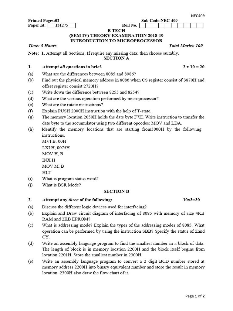btech-ec-4-sem-introduction-to-microprocessor-nec-499-2019 | PDF ... btech-ec-4-sem-introduction-to-microprocessor-nec-499-2019 | PDF ...