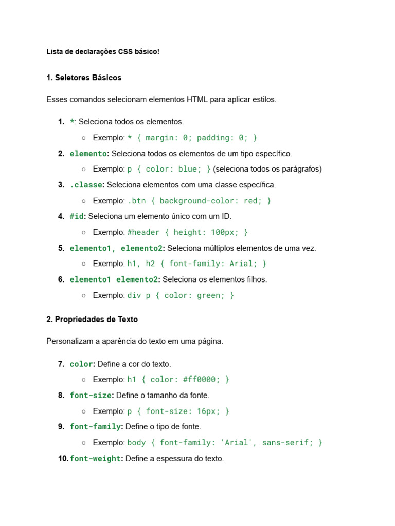 Comandos Básicos de CSS | PDF