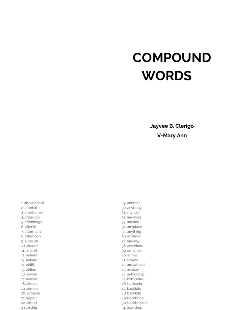 COMPOUND WORDS | PDF