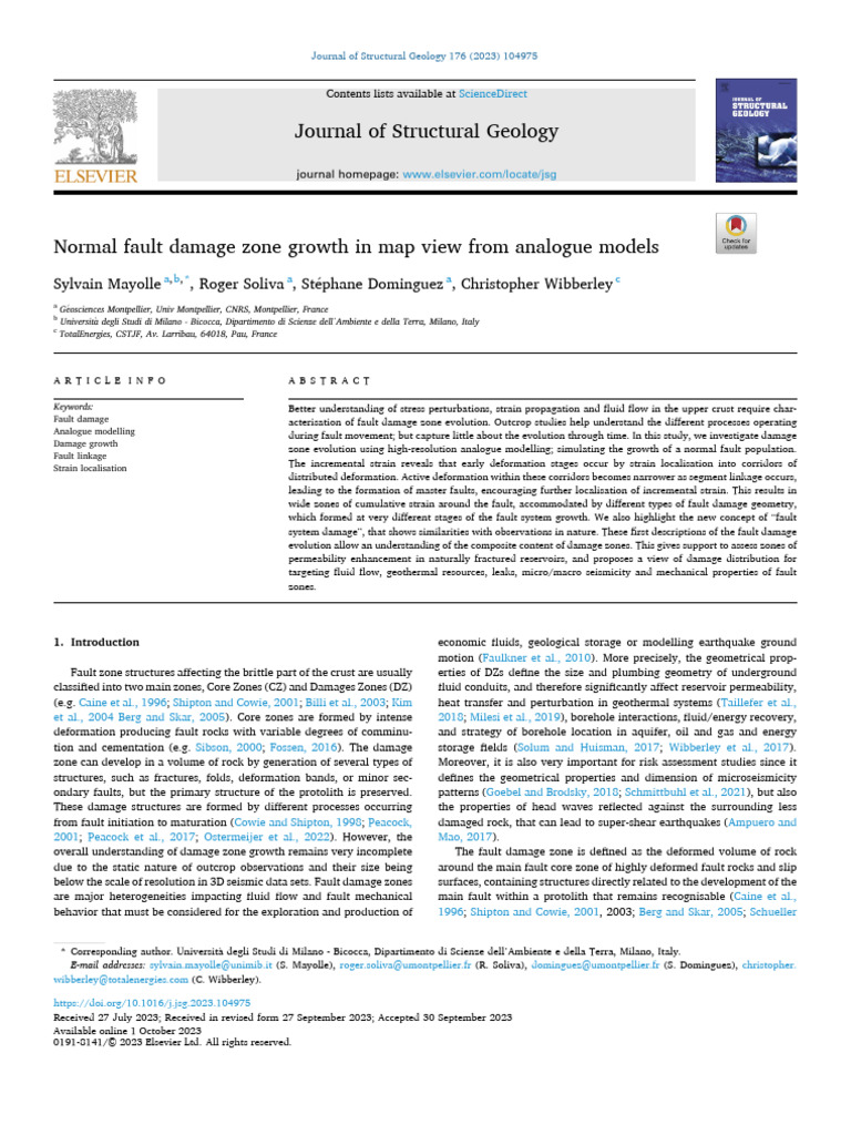 Normal Fault Damage Zone Growth in Map View From Analogue Models | PDF ...