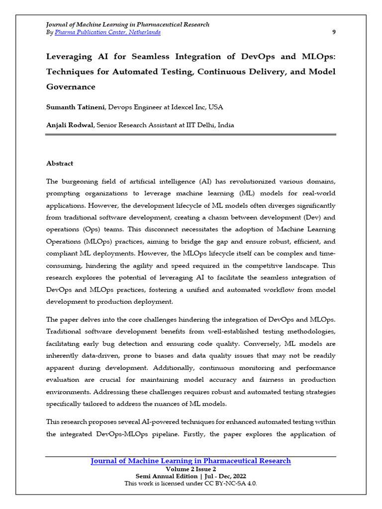 Leveraging AI For Seamless Integration of DevOps and MLOps | PDF | Machine Learning | Software ...