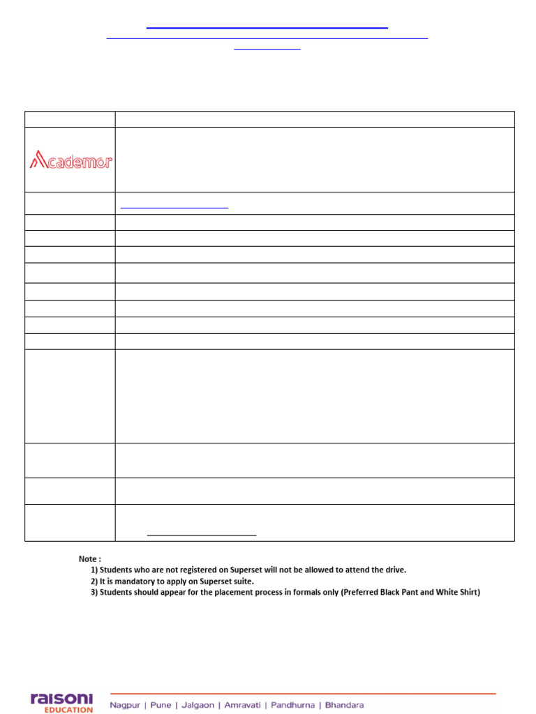 Placement Notice-Academor | PDF