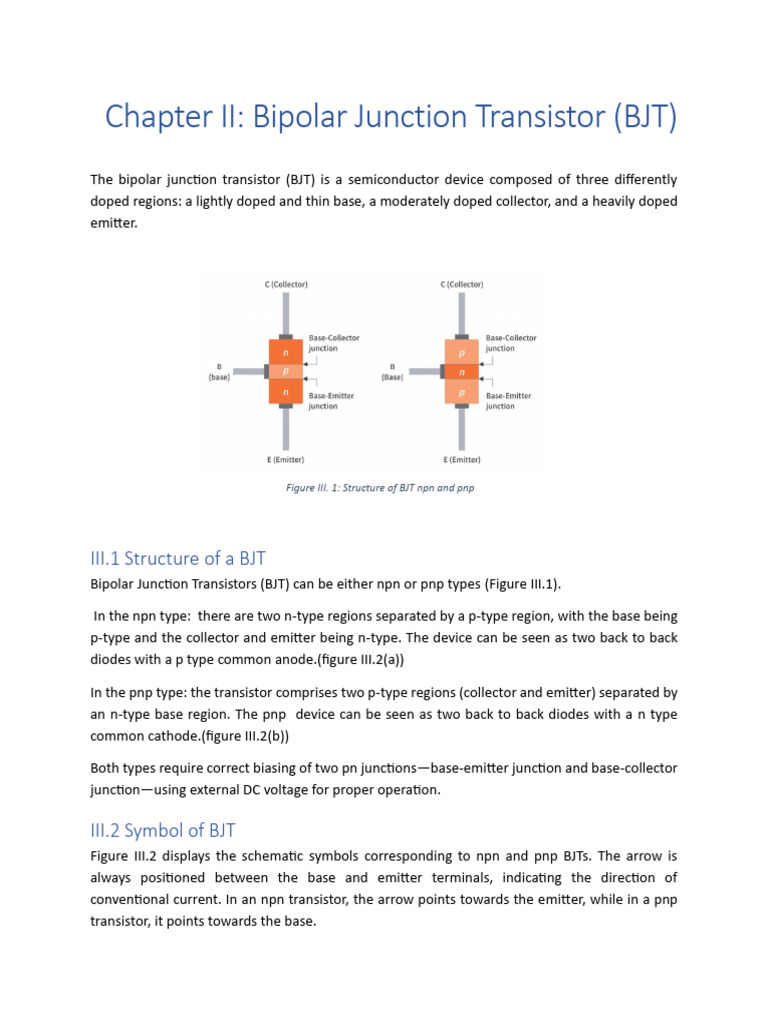 Chapter III - NoCopy | PDF | Bipolar Junction Transistor | P–N Junction