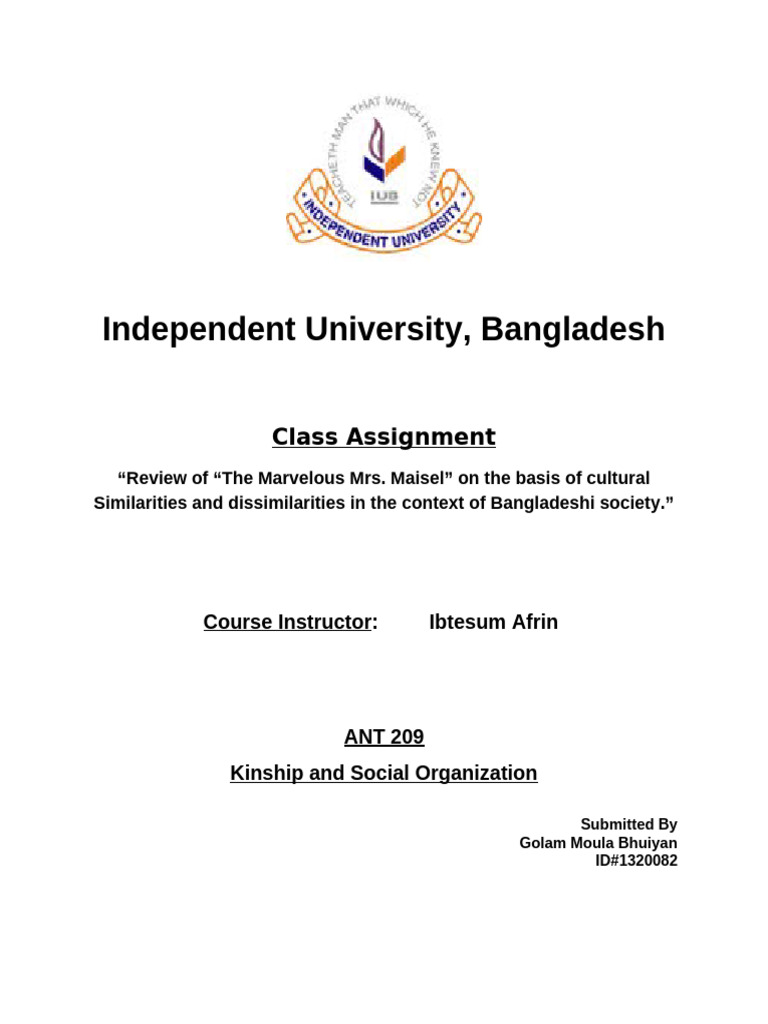 ANT 209 Assignment on the Marvelous Mrs. Maisel | PDF