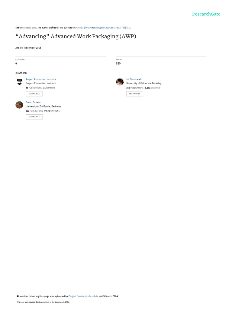 Advancing Advanced Work Packaging Awp | PDF | Project Management ...