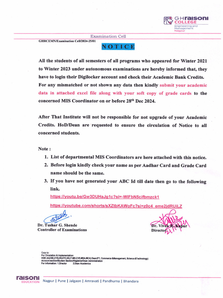 Notice For ABC ID | PDF