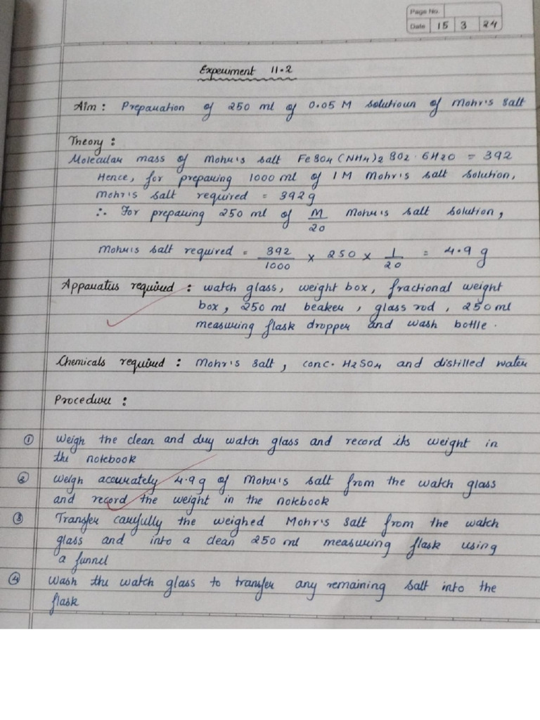 Chemistry Practical (all exp) | PDF Chemistry Practical (all exp) | PDF
