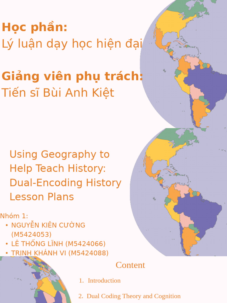 Nhóm 1- Using Geography to Help Teach History Dual-Encoding History Lesson Plans.pptx | PDF