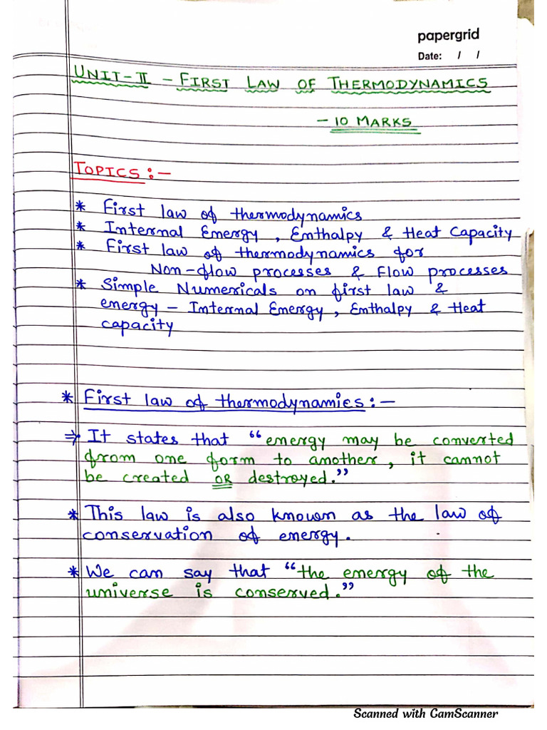 ET - Unit-2 - First Law of Thermodynamics | PDF