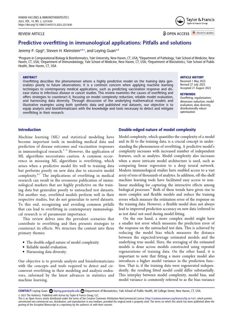 Predictive Overfitting in Immunological Applicatio | PDF | Cross Validation (Statistics ...