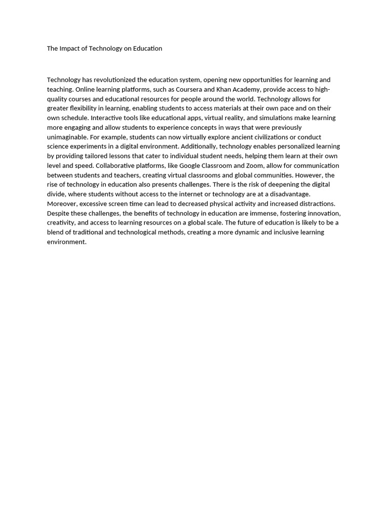 The Impact of Technology On Education | PDF