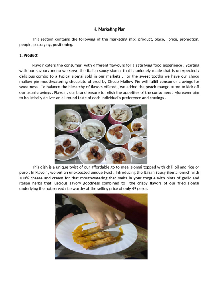 Marketing Plan Pdf Pricing Cooking