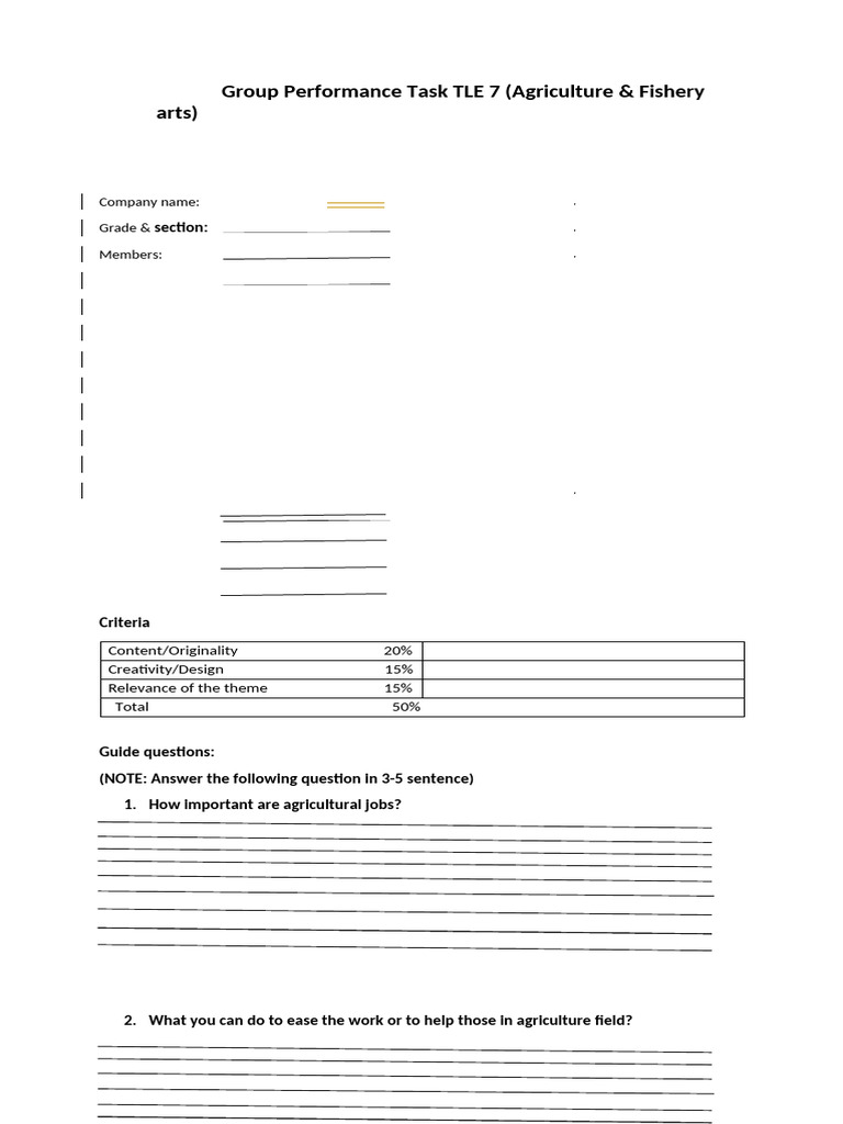 Group Performance Task TLE 7 | PDF
