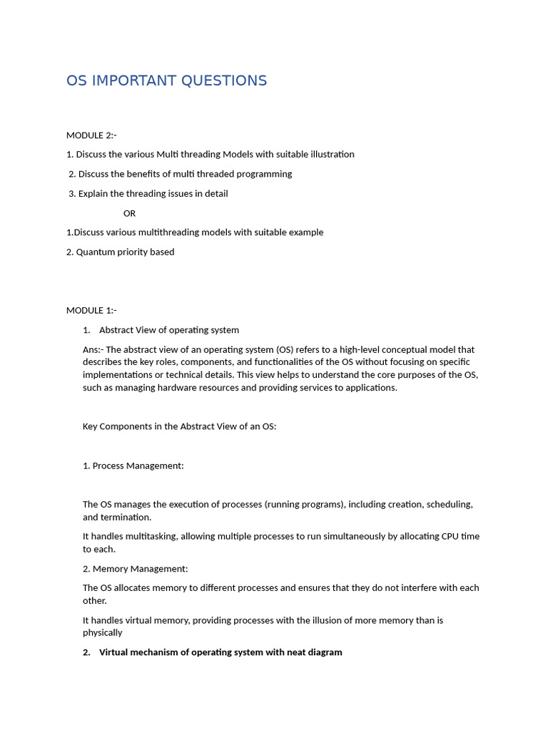 OS IMPORTANT QUESTIONS-AkashGadde | PDF | Process (Computing) | Operating System