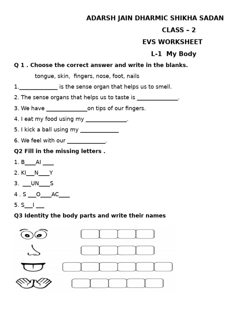 Evs L 1 WORKSHEET | PDF