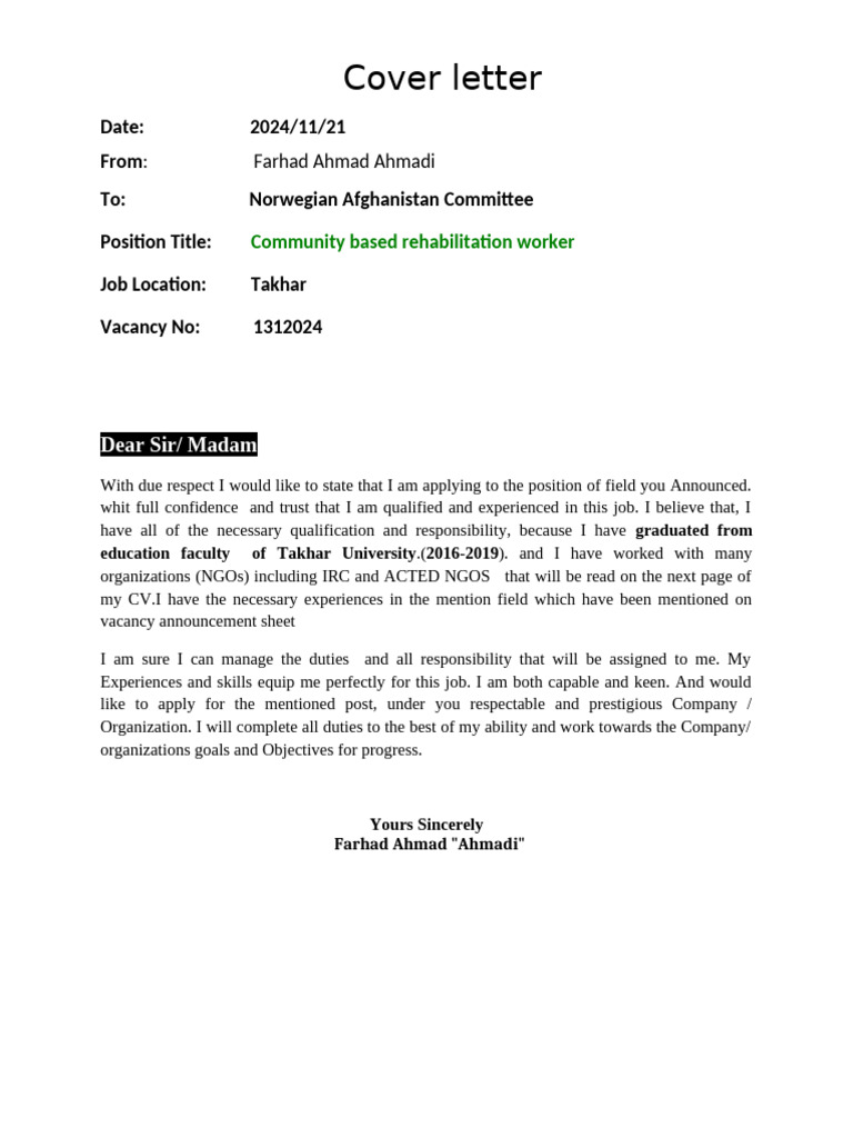 Farhad ahmad Ahmad CV | PDF